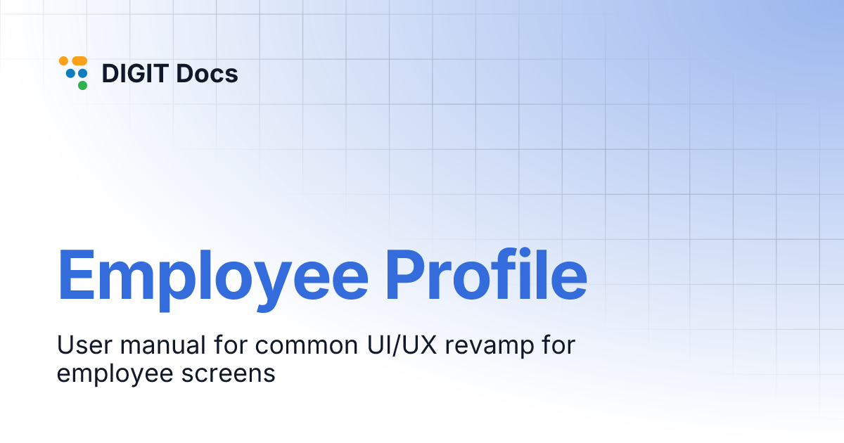 Employee Profile | v2.8 | DIGIT Docs