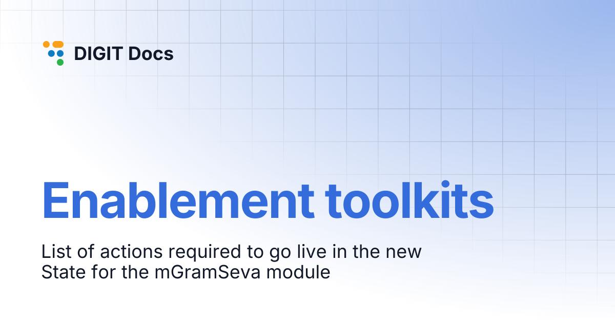 Enablement toolkits | DIGIT Docs