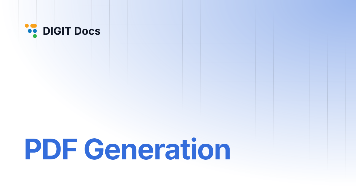 PDF Generation | DIGIT Docs