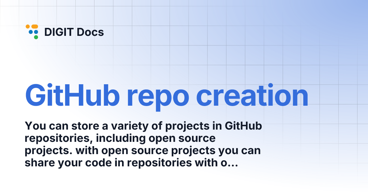 GitHub repo creation | DIGIT Docs