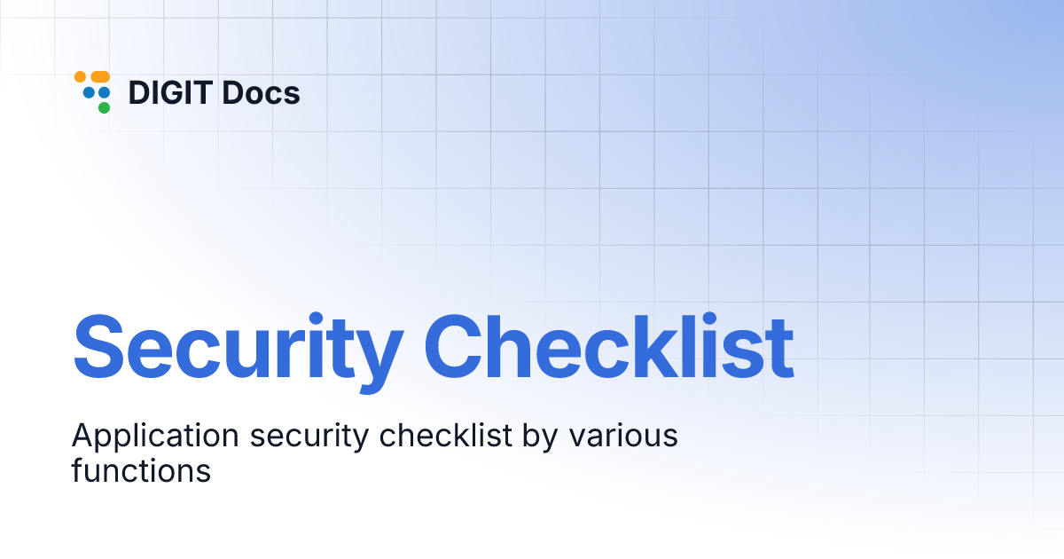 Security Checklist | DIGIT Docs